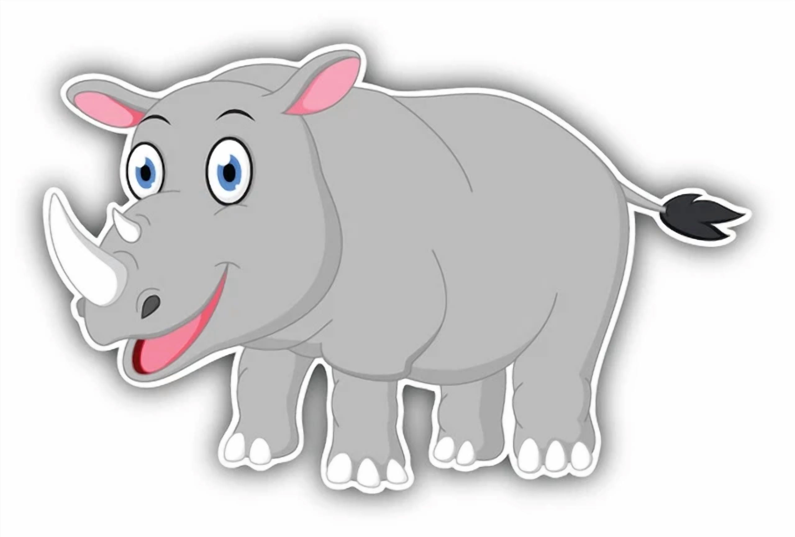 DOPASTICKER Happy Rhino Cartoon Sticker Decal Phone Decal Water Bottle ...