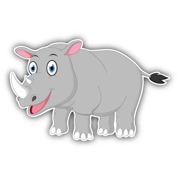 DOPASTICKER Happy Rhino Cartoon Sticker Decal Phone Decal Water Bottle ...
