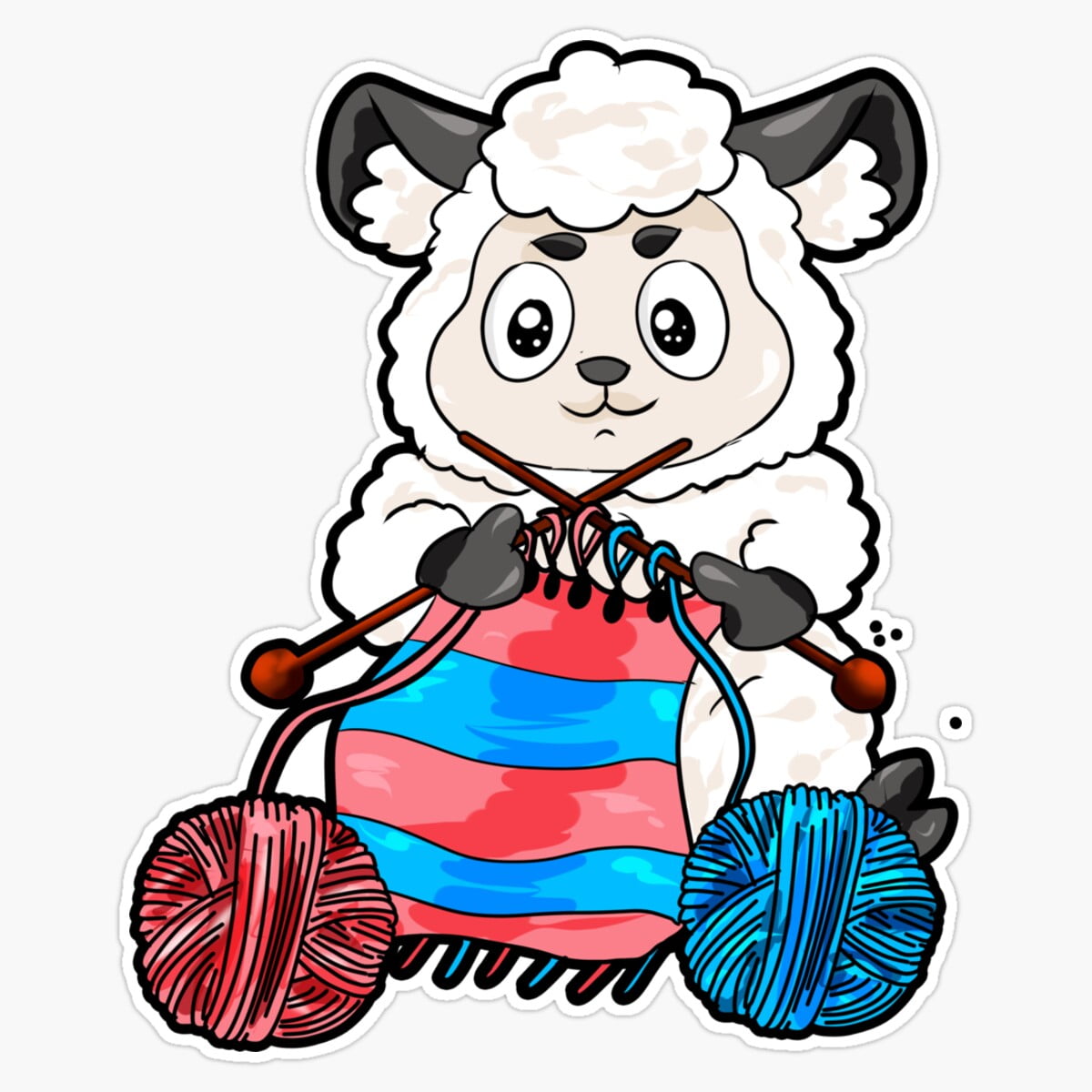 DOPASTICKER Happy Sewing Sheep Wool Tailor Needle Comic Gift Sticker ...