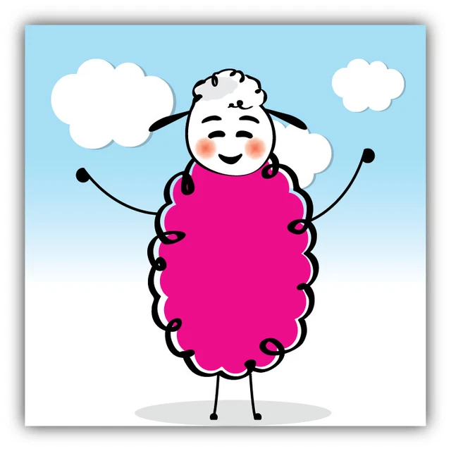DOPASTICKER Happy Sheep Cartoon Sticker Decal Phone Decal Water Bottle ...