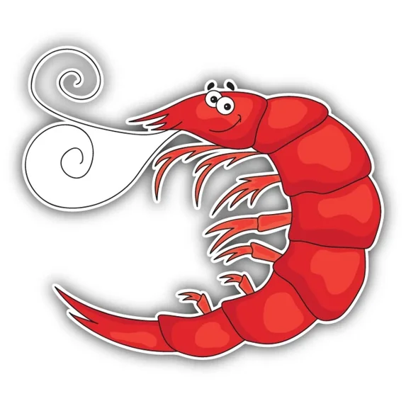 DOPASTICKER Happy Shrimp Cartoon Animal Sticker Decal Phone Decal Water ...