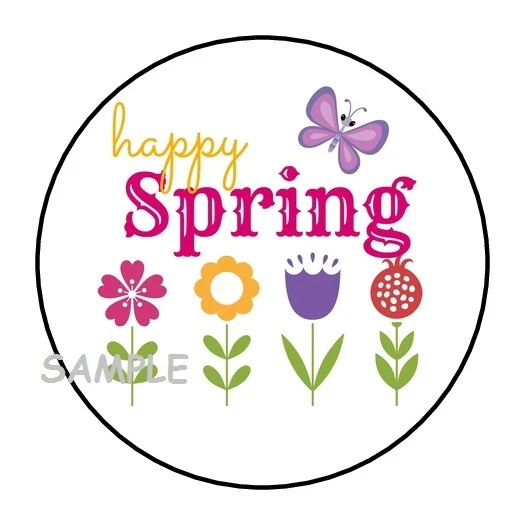 DOPASTICKER Happy Spring Envelope Seals Labels Stickers Flowers Party ...
