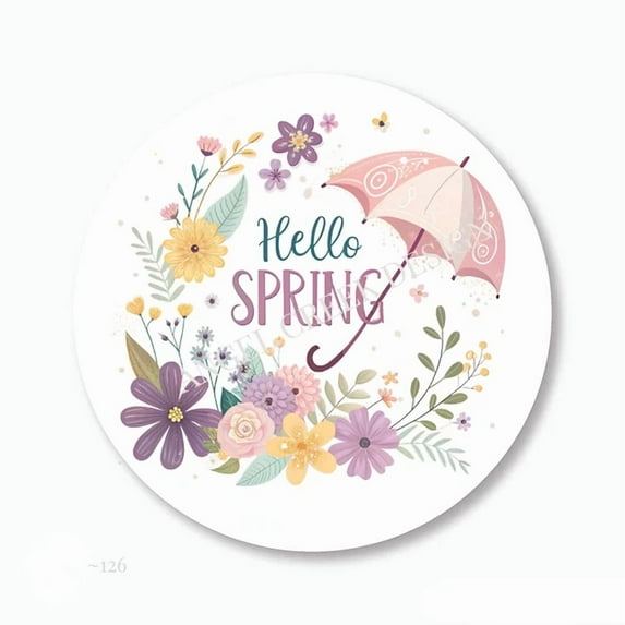 DOPASTICKER Happy Spring Scrapbook Stickers Floral Umbrella Phone Decal ...