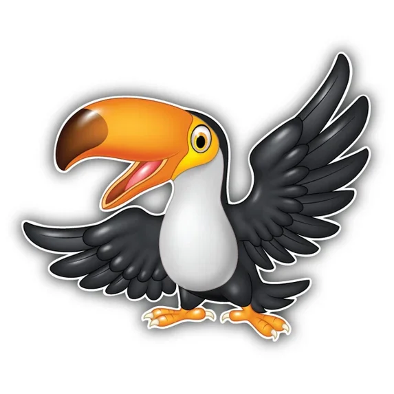 DOPASTICKER Happy Toucan Animal Cartoon Sticker Decal Phone Decal Water ...