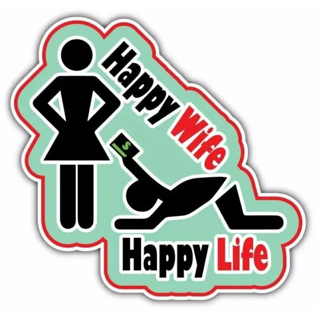 DOPASTICKER Happy Wife Life Husband Marriage Car Sticker Decal Phone ...