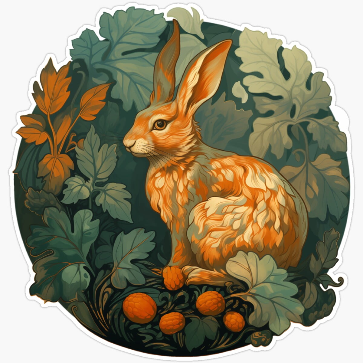 DOPASTICKER Hare Hiding Amongst The Berries Sticker Decorative Laptop ...