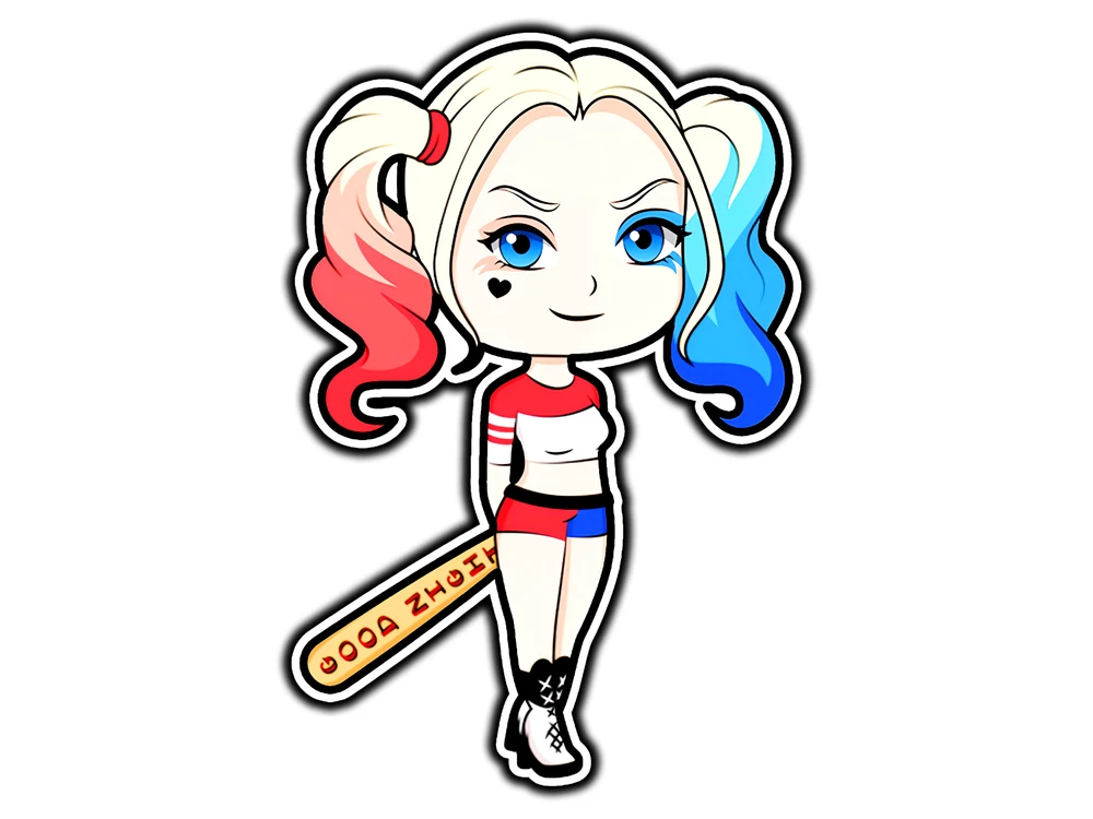 DOPASTICKER Harley Quinn Chibi Sticker Decal Phone Decal Water Bottle ...