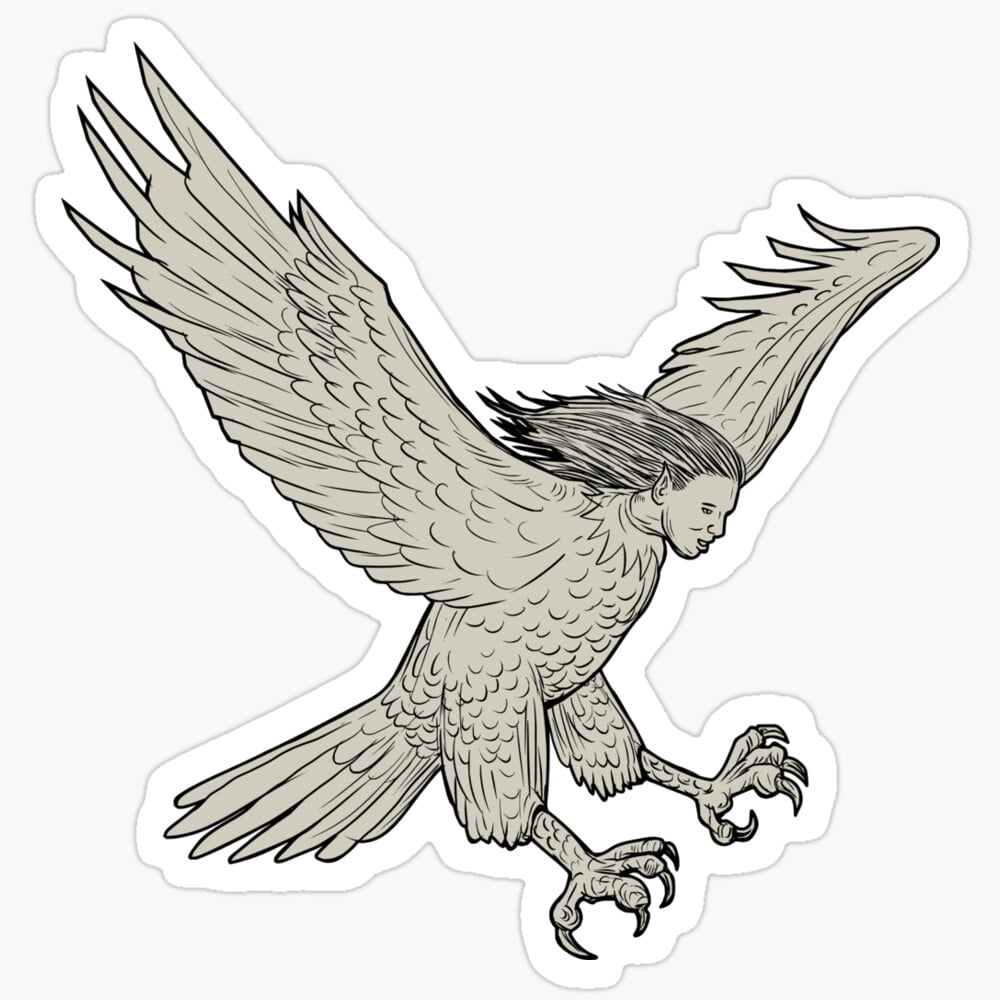 DOPASTICKER Harpy Swooping Drawing Sticker Phone Decal Water Bottle ...