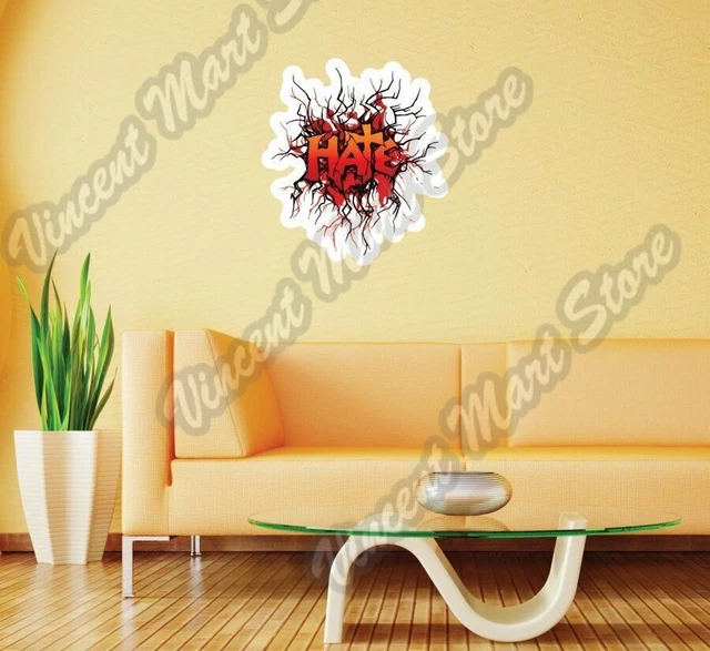 DOPASTICKER Hate Grunge Style Red Black Sign Wall Sticker Room Interior ...