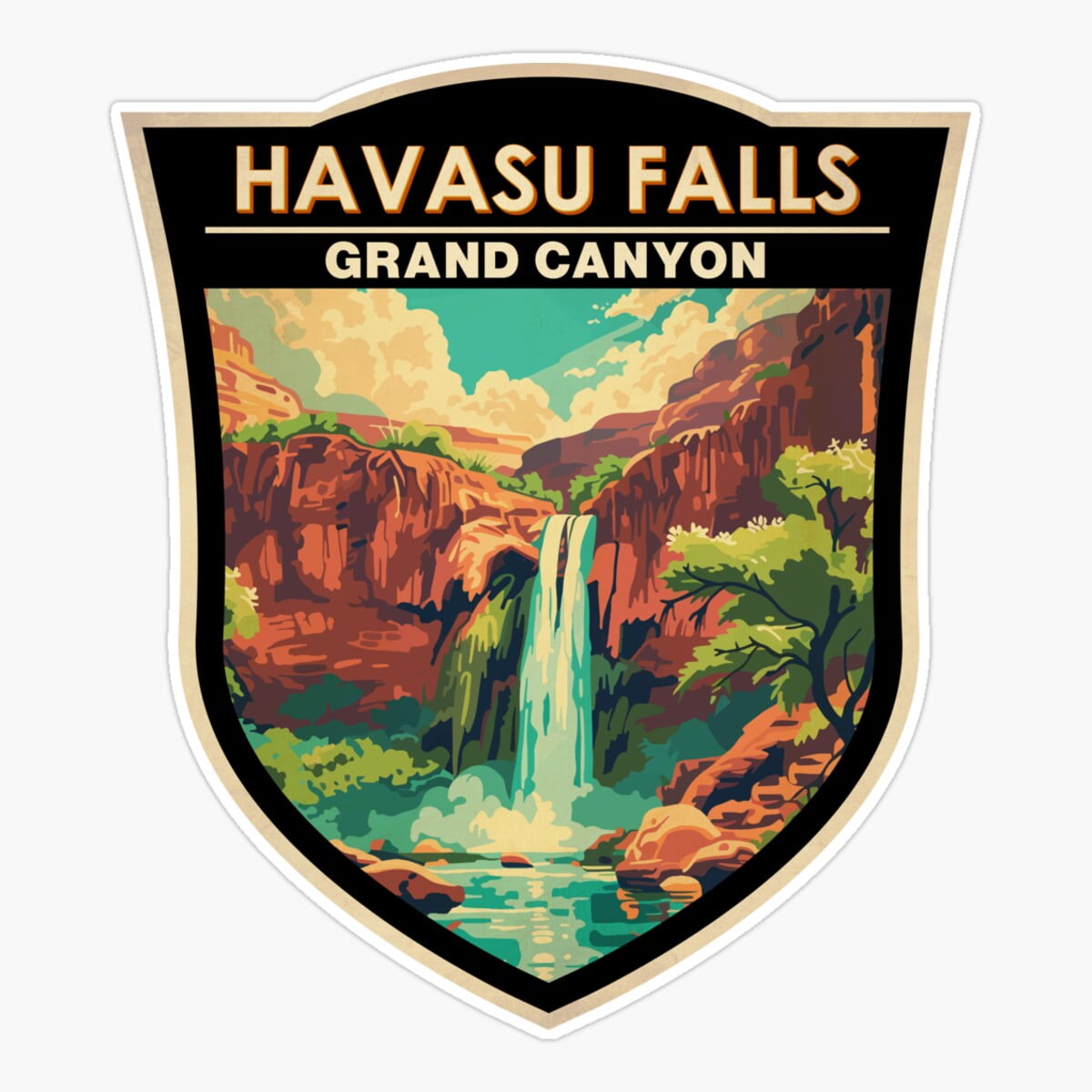 DOPASTICKER Havasu Falls Grand Canyon Travel Art Badge Sticker, Phone ...