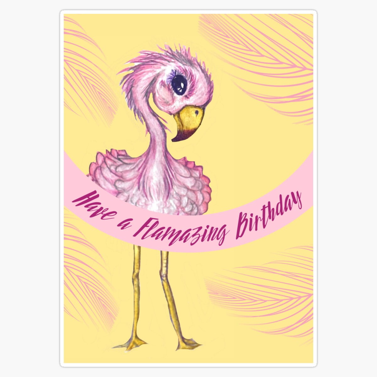DOPASTICKER Have A Flamazing Birthday, Flamingo Birthday Sticker, Phone ...