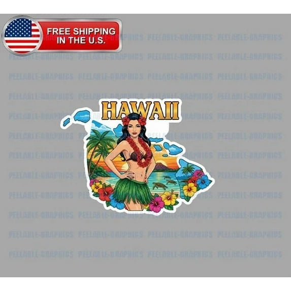 DOPASTICKER Hawaii Hula Hawaiian Sticker Souvenir Travel Island Sticker ...