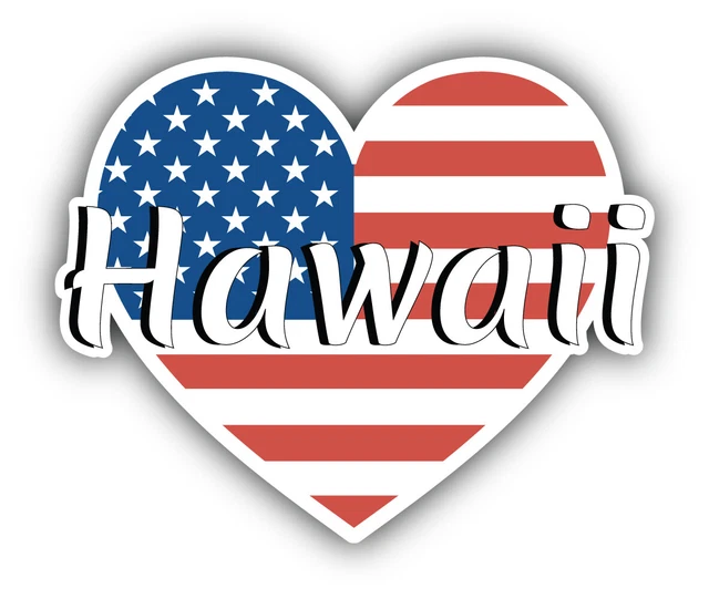 DOPASTICKER Hawaii Usa State Heart Flag Sticker Decal Phone Decal Water ...