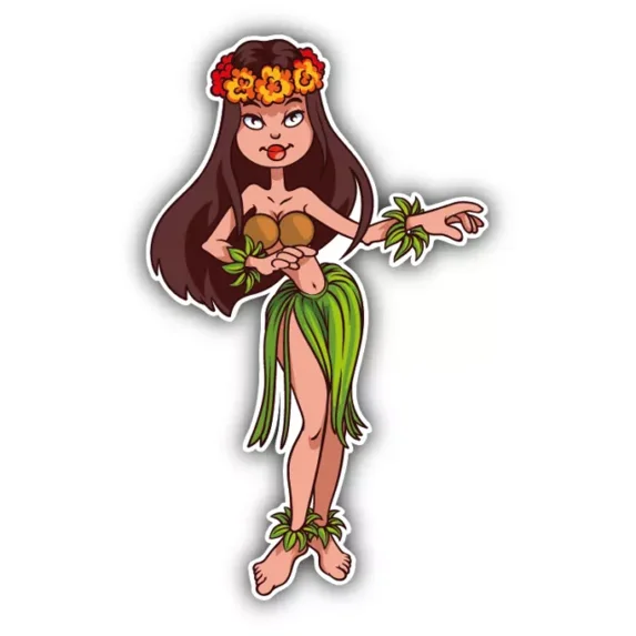 DOPASTICKER Hawaiian Girl Dancing Sticker Decal Phone Decal Water ...