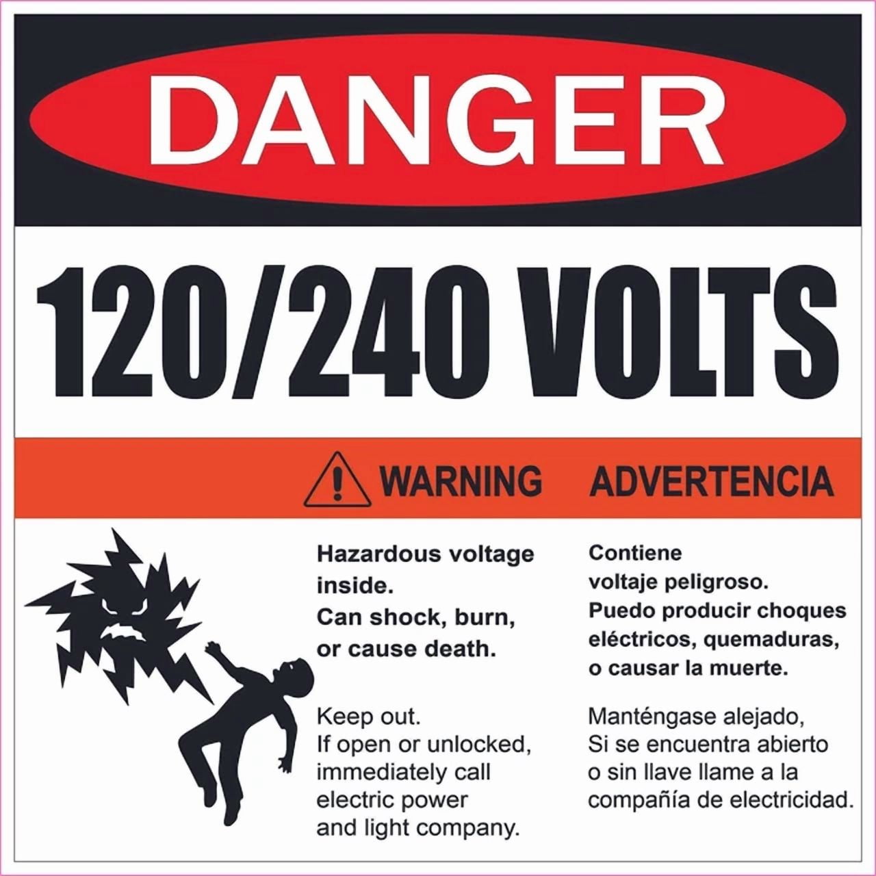 DOPASTICKER Hazardous Voltage 120,240 Volts Sticker Phone Sticker ...