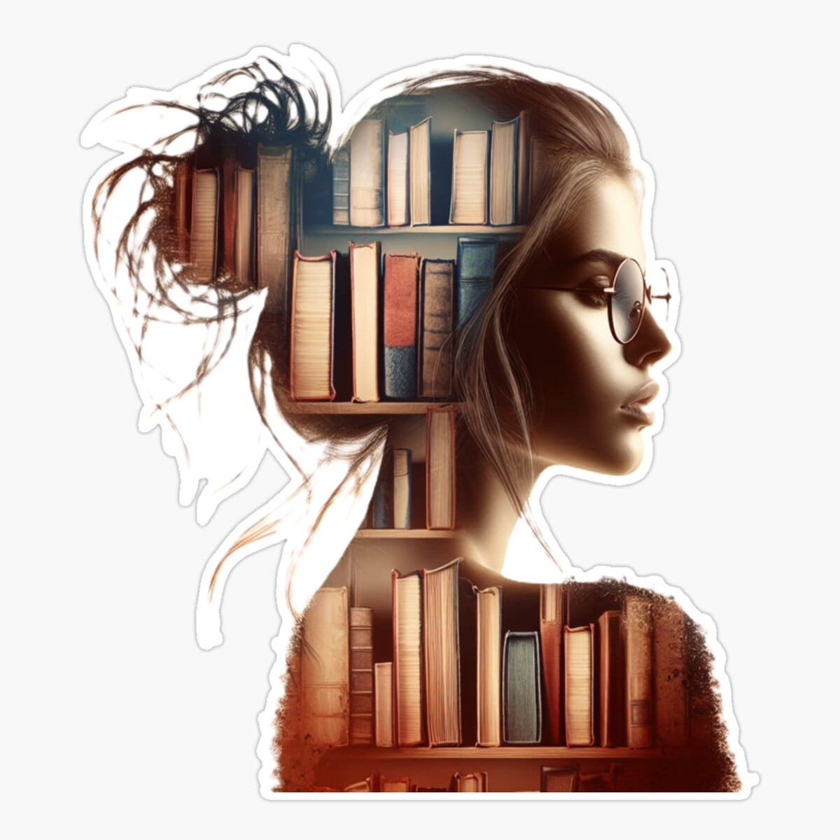 DOPASTICKER Head In The Books Sticker, Phone Sticker Water Bottle ...