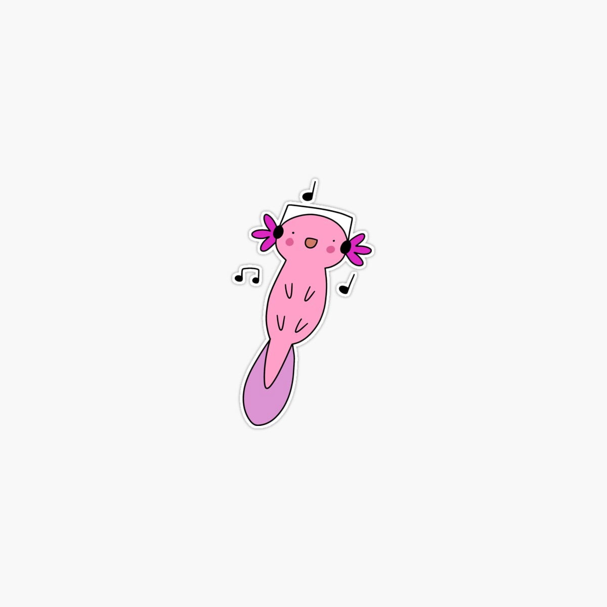 DOPASTICKER Headphones Axolotl Sticker, Phone Sticker Water Bottle ...
