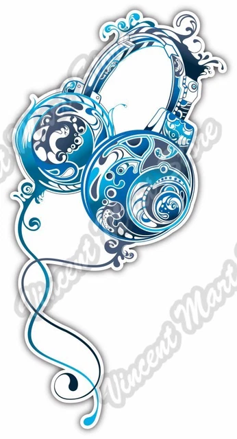 DOPASTICKER Headphones Earbuds Music Song Abstract Car Sticker Decal ...