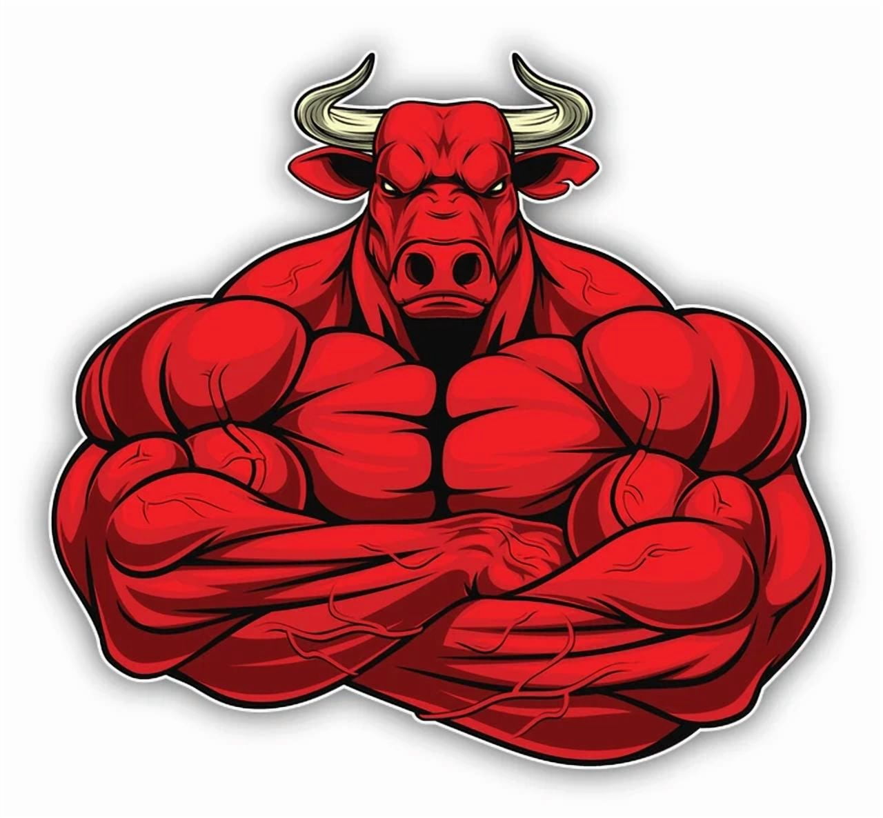 DOPASTICKER Healthy Bull Mascot Sticker Decal Phone Decal Water Bottle ...