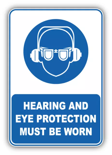 DOPASTICKER Hearing And Eye Protection Must Be Worn Mandatory Sign ...