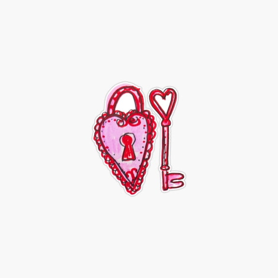 DOPASTICKER Heart Lock & Key Sticker, Phone Sticker Car Stickers ...