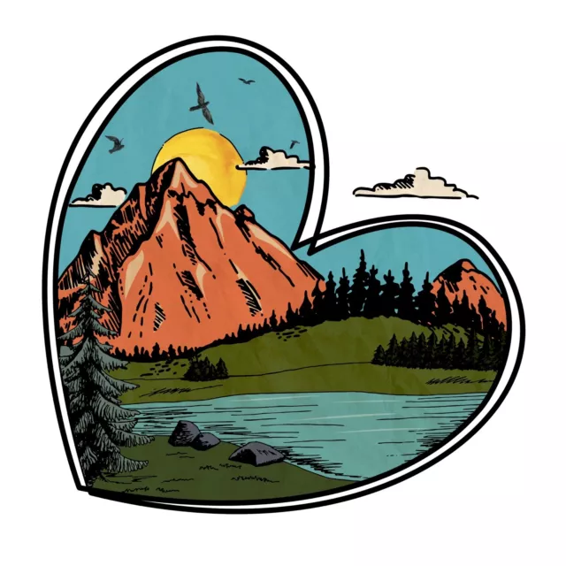 DOPASTICKER Heart Mountains Sticker Family Hike Travel Outdoors ...