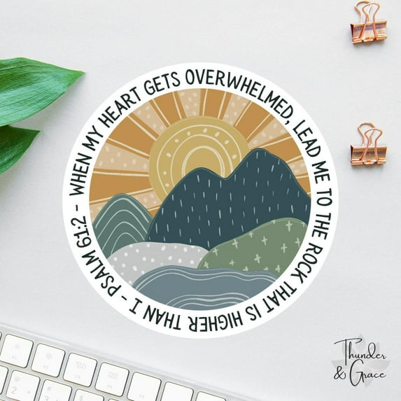 DOPASTICKER When My Heart Is Overwhelmed Sticker, Psalm 61:2, Christian ...