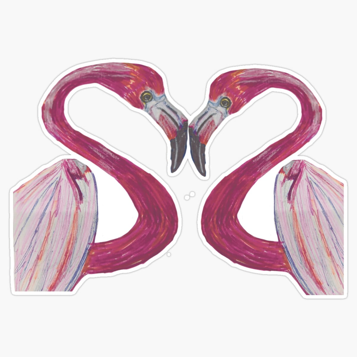 DOPASTICKER Heart Pink Flamingo - Art Print Sticker, Phone Sticker Car ...