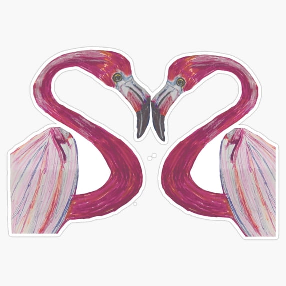 DOPASTICKER Heart Pink Flamingo - Art Print Sticker, Phone Sticker Car ...
