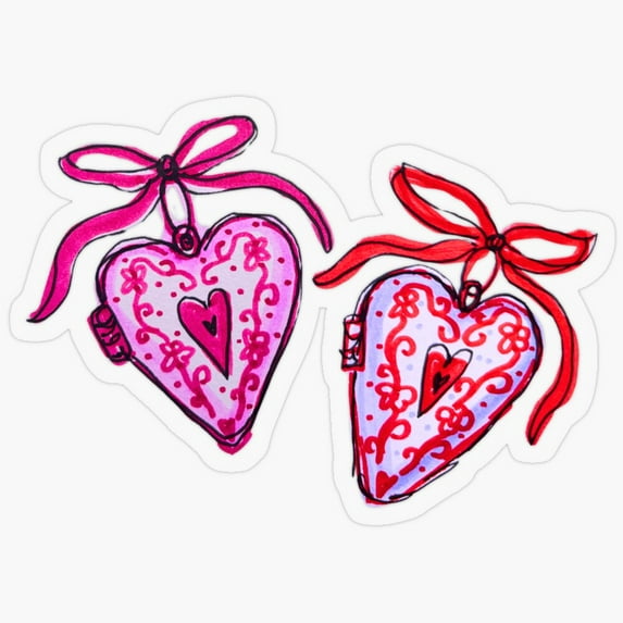 DOPASTICKER Heart & Ribbon Lockets Sticker Phone Sticker, Latop Sticker ...