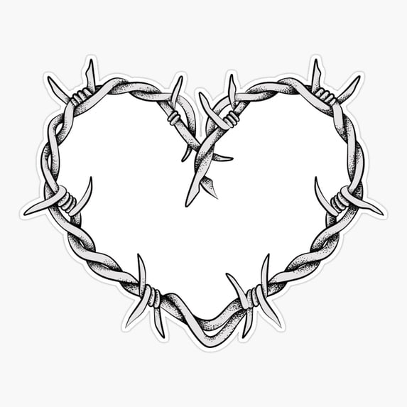DOPASTICKER Heart Shape Of Barbed Wire Sticker, Phone Sticker Car ...
