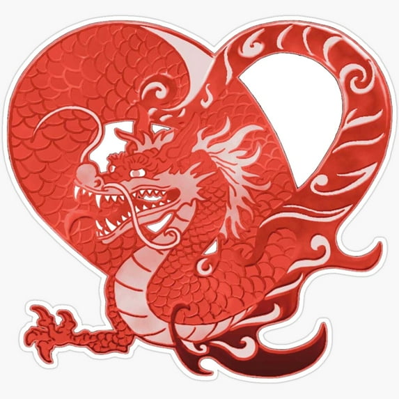 DOPASTICKER Heart Shaped Dragon Sticker Decorative Laptop, Phone ...