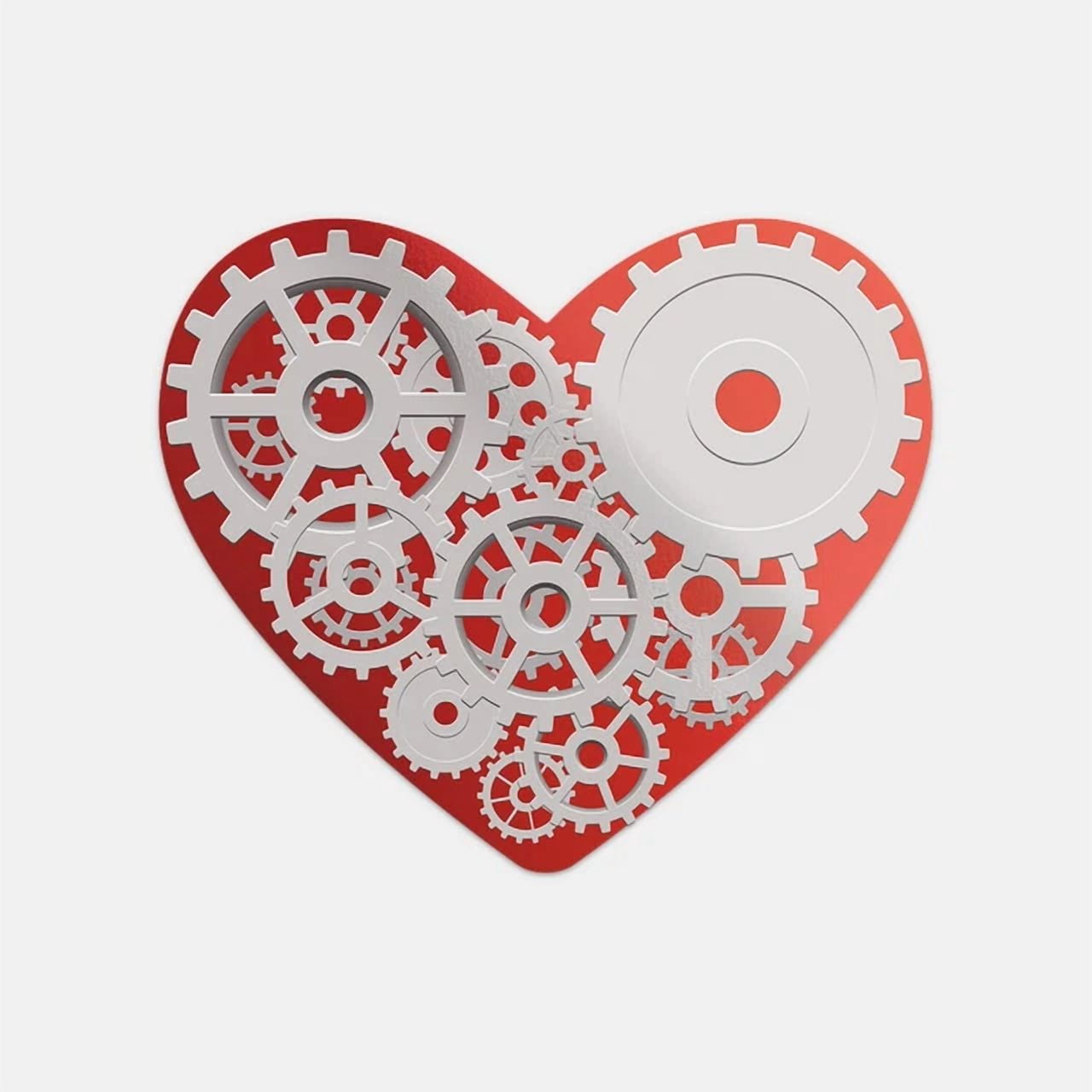 DOPASTICKER Heart With Gears Mechanism Sticker Decal Phone Decal Water ...
