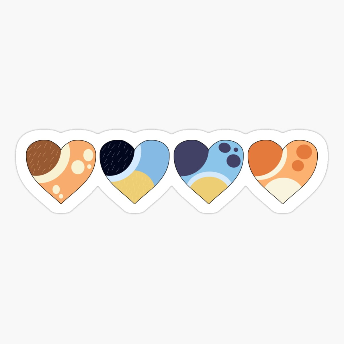 DOPASTICKER Heeler Family Love Hearts, Bluey-Inspired Color Palette ...
