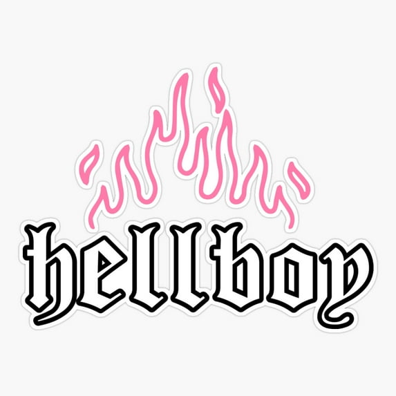 DOPASTICKER Hellboy Flames Pink Sticker, Phone Sticker Water Bottle ...