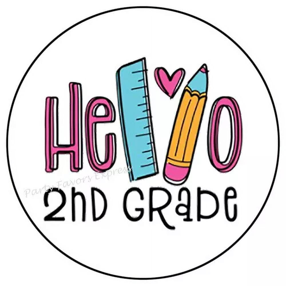 DOPASTICKER Hello 2Nd Second Grade School Favor Stickers Phone Decal ...