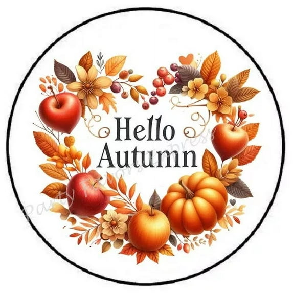 DOPASTICKER Hello Autumn Heart Wreath Decorative Laptop, Phone Stickers ...