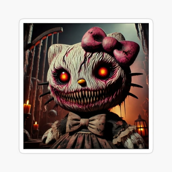 DOPASTICKER Hello Creepy Kitty Decorative Laptop, Phone Stickers ...