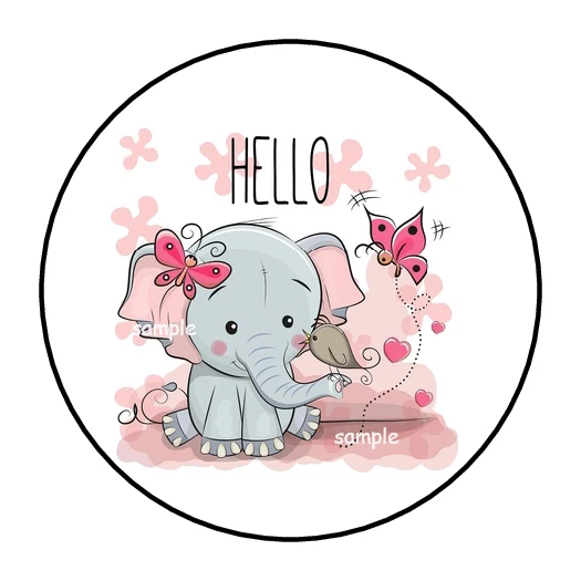 DOPASTICKER Hello Elephant Stickers Butterflies Flowers Phone Decal ...