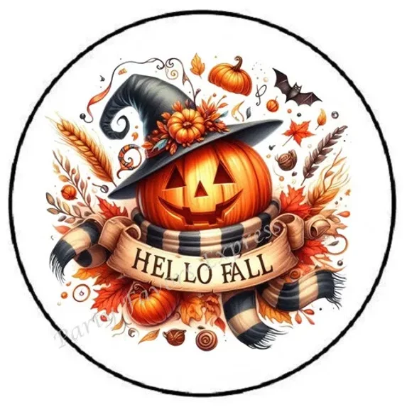 DOPASTICKER Hello Fall Pumpkin Witc.H Stickers Favors Gift You ...