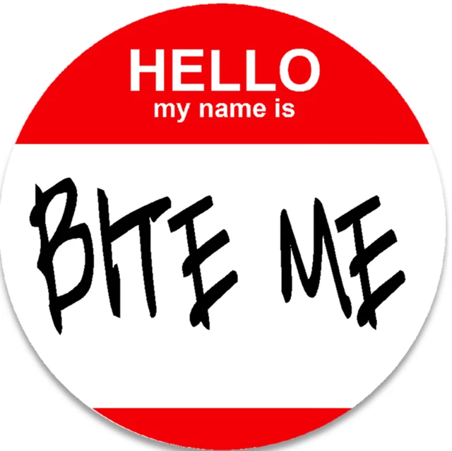 DOPASTICKER Hello My Name Is Bite Me, Nametag Phone Decal Water Bottle ...