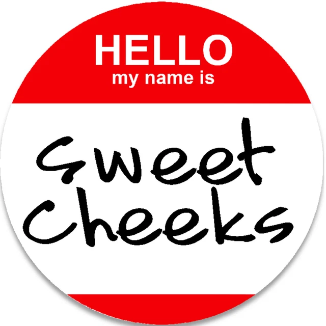 DOPASTICKER Hello My Name Is Sweet Cheeks, Nametag Phone Decal Water ...