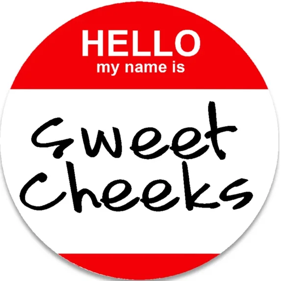 DOPASTICKER Hello My Name Is Sweet Cheeks, Nametag Phone Decal Water ...