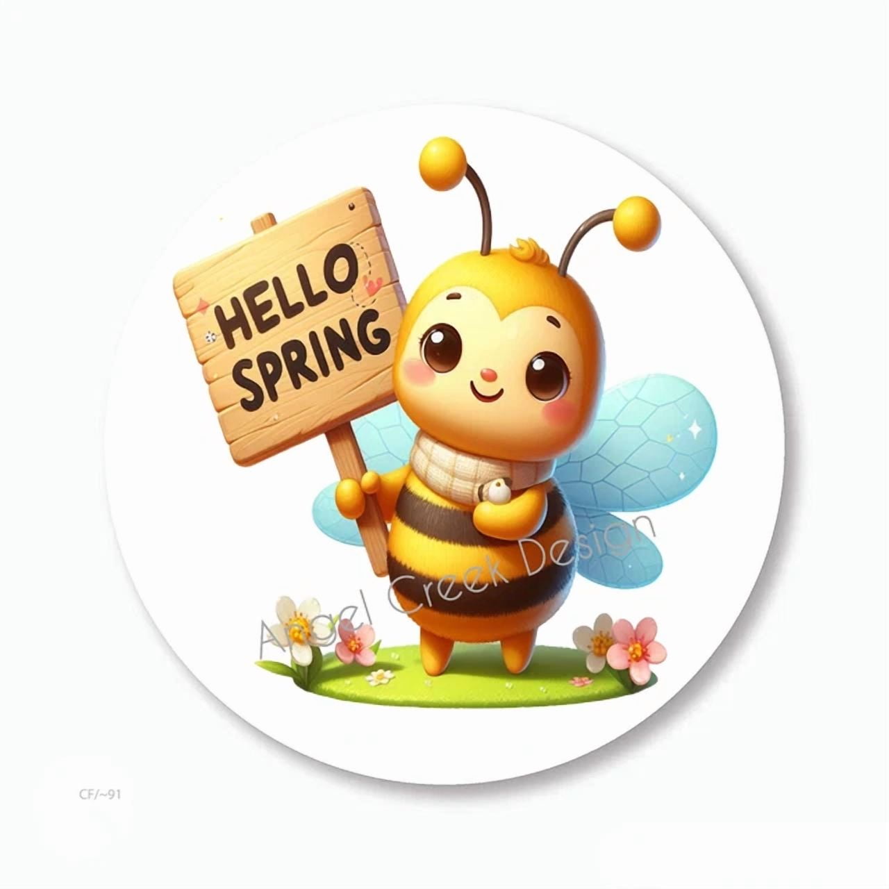 DOPASTICKER Hello Spring Bumble Bee Scrapbook Stickers Phone Decal ...