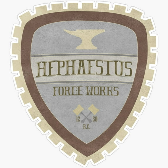 DOPASTICKER Hephaestus Forge Works Retro Greek God Logo Sticker ...