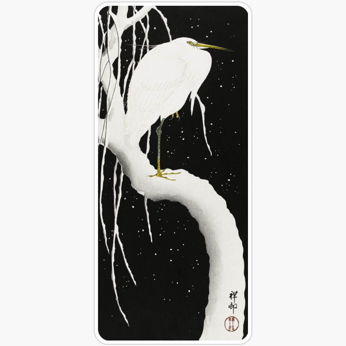 DOPASTICKER Heron In Snow (1925-1936) (1877-1945). Japanese Artist ...