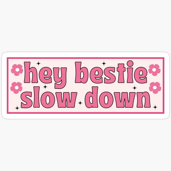 DOPASTICKER Hey Bestie Slow Down Bumper Sticker Waterproof Sticker For ...