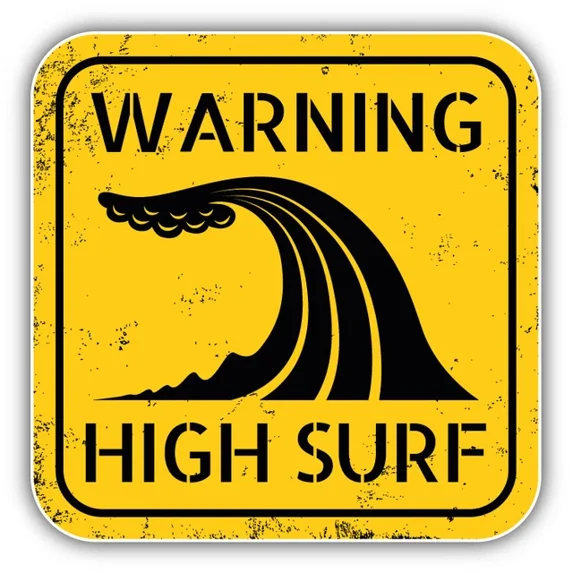 DOPASTICKER High Surf Beach Warning Sign Sticker Decal Phone Decal ...