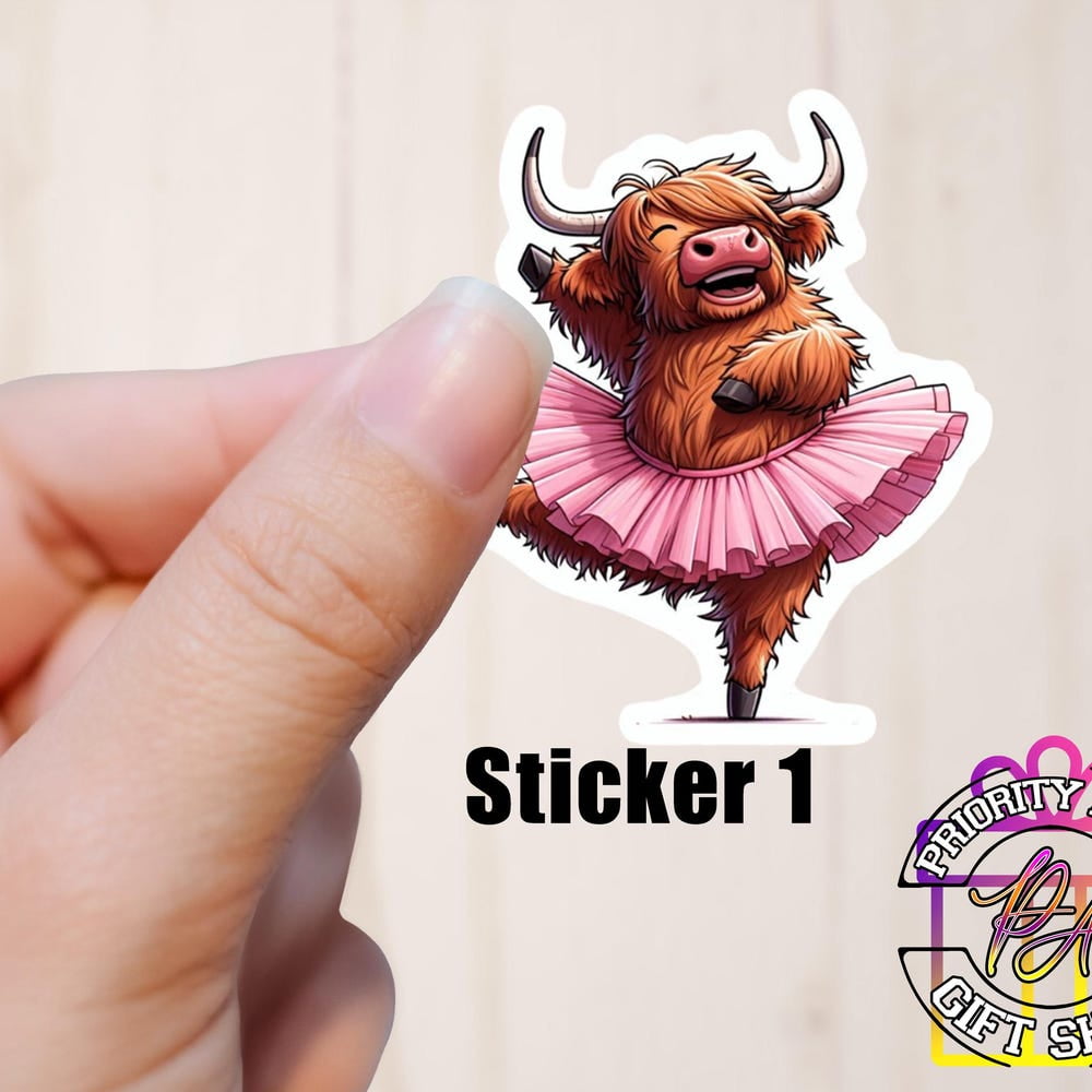 DOPASTICKER Highland Cow Sticker Easy Peel Waterproof Sticker 8 Cow ...