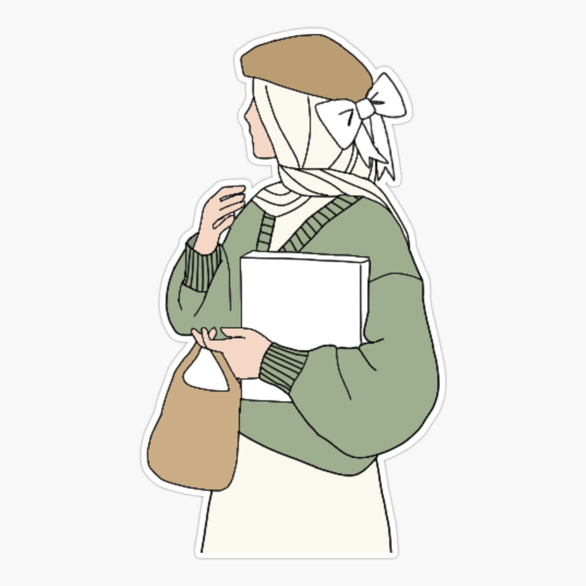 DOPASTICKER Hijabi In Green Sticker, Phone Sticker Water Bottle Sticker ...